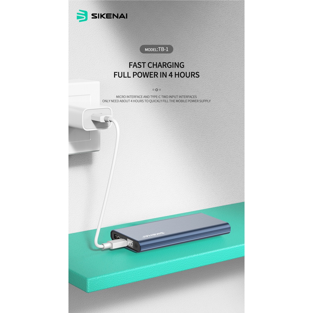 SIKENAI TB-1 LED Digital Display 10000mAh Fast Charging Powerbank Small ...