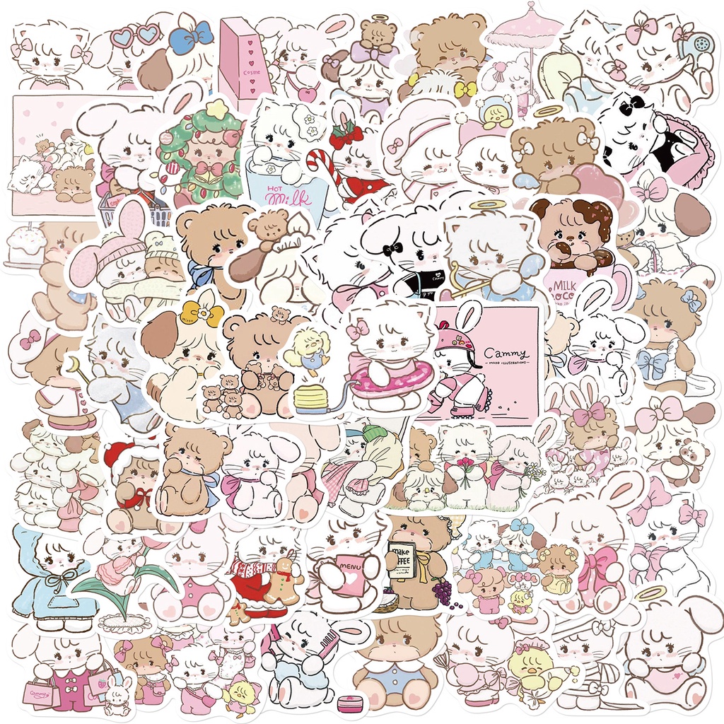 60 pcs Cute Japan MIKKO Cartoon Waterproof PVC Stickers | Shopee Malaysia