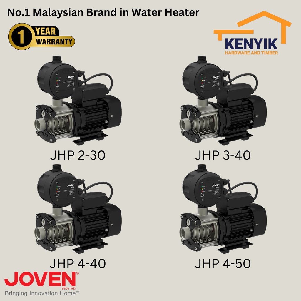JOVEN Water Pump (0.75HP - 1.75HP) JHP Series (JHP 2-30 / JHP 3-40 / JHP 4-40 / JHP 4-50 ...