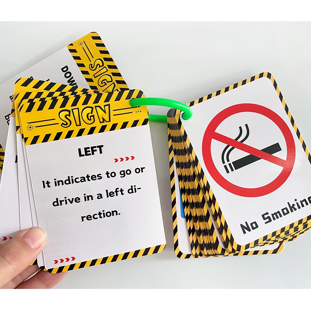 50 Pcs Traffic Signs Flash Cards Homeschool Montessori Educational ...