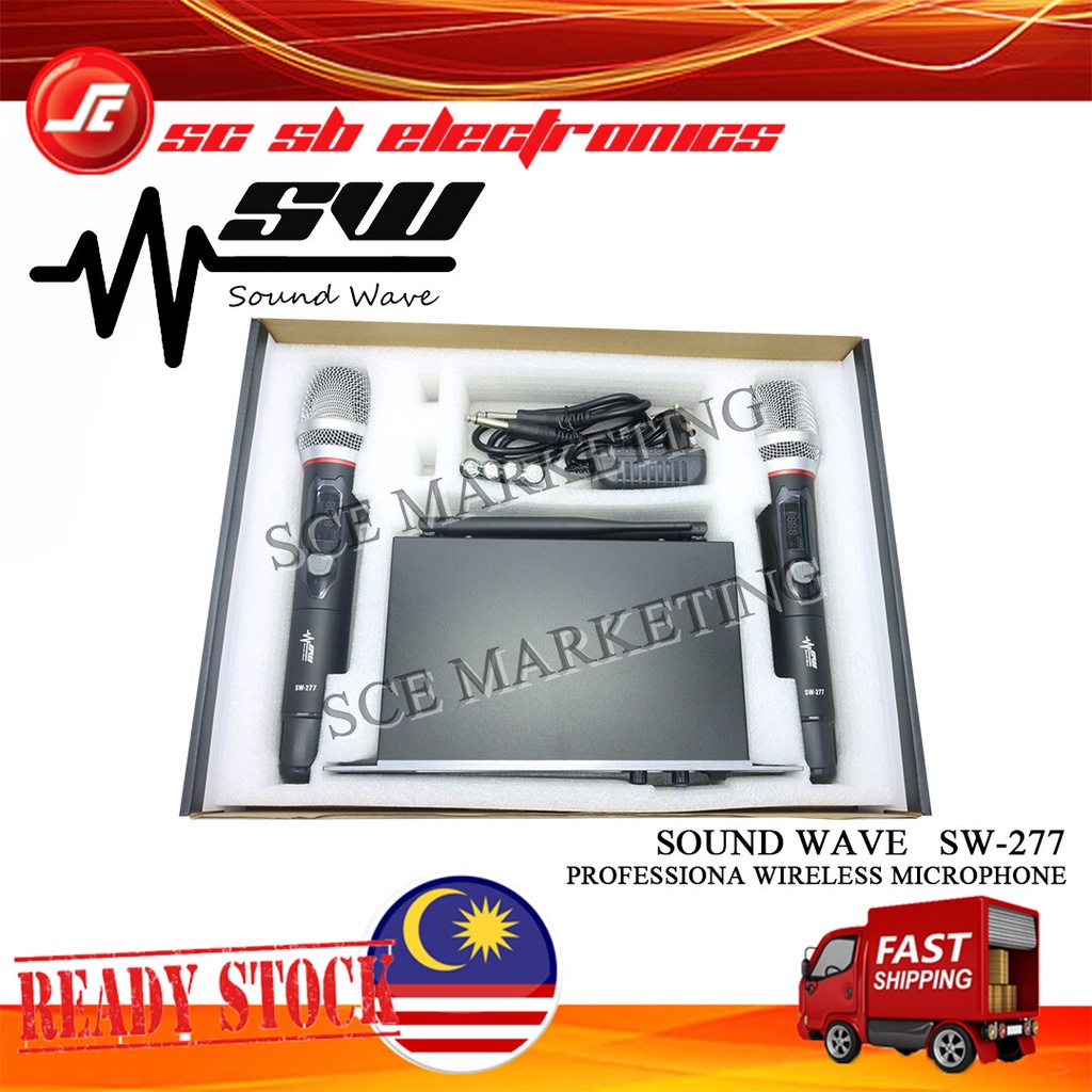 SOUND WAVE UHF PROFESSIONAL DUAL WIRELESS MICROPHONE SYSTEM SW-277 2 ...