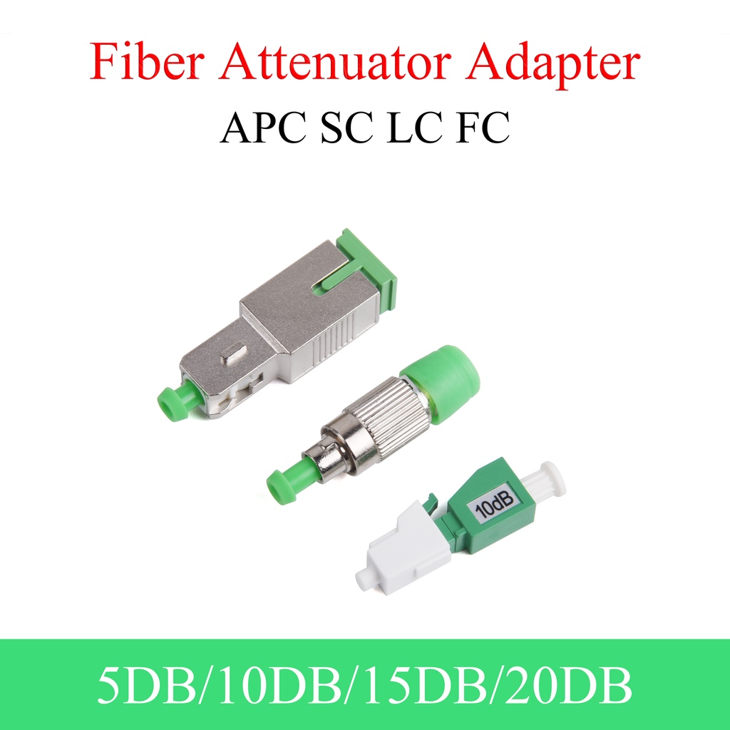 5PCS APC SC/FC/LC Fiber Attenuator 5DB-20DB Single-mode Fiber Optic Adapter APC Male to Female ...