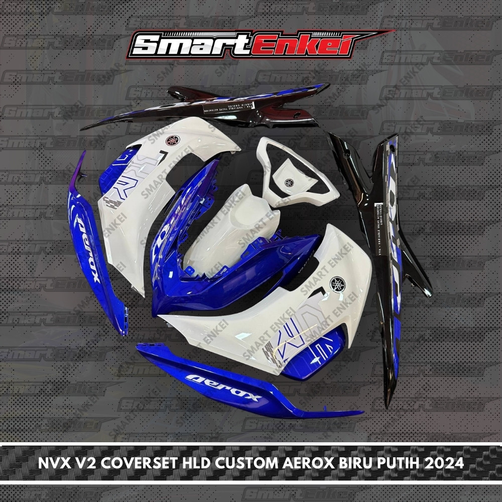 NVX V2 COVERSET AEROX BIRU PUTIH 2024 CUSTOM HLD | Shopee Malaysia