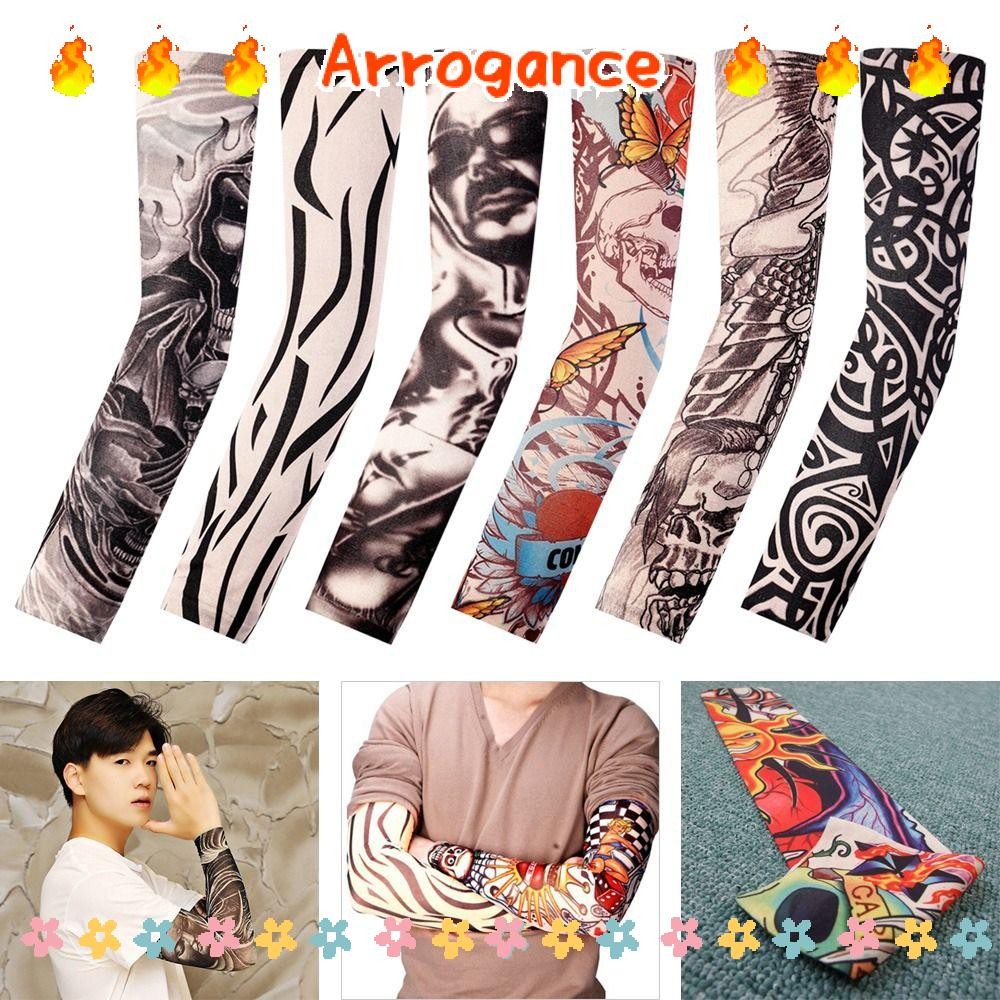 ARROGANCE 6PCS Tattoo Arm Sleeves Sun Protection 6PCS Elastic Unisex ...