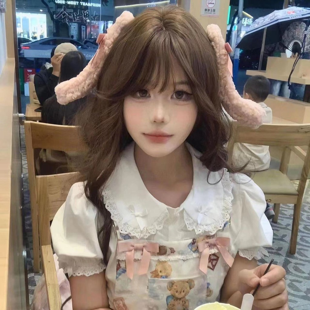 85cm Lolita Japanese jk Female Cool Brown Lolita Sweet cos Photo Long Curly Hair Full Wig ...