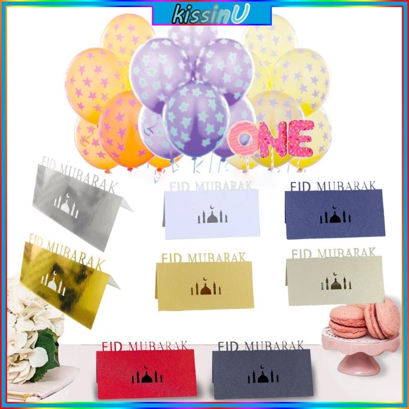 kiss 100Pcs 3D Letters Eid Mubarak Table Invitation Cards Ramadan Kareem Hollow Out Palazzo Moon ...