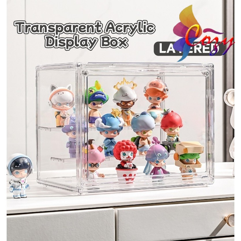 Acrylic Toy Display Box Layered Transparent Storage Box Dustproof ...