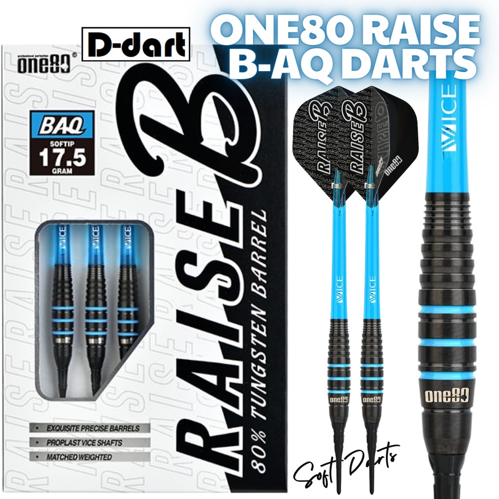 ONE80 SOFT TIP DART - 17.5G Raise B-AQ HD Tungsten Soft Darts (DART ...