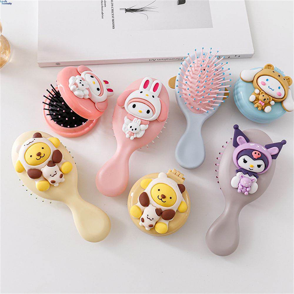 Small Massage Comb Foldable With Mirror Airbag Comb Portable Compact ...