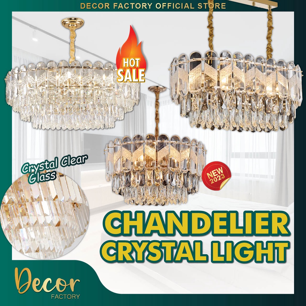 Modern Luxury Crystal Chandelier Pendant Light E14 Holder Living Room ...