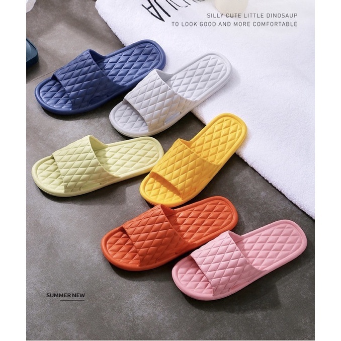 [Available] Flexible Eva plastic slippers with diagonal stripes in Tram ...