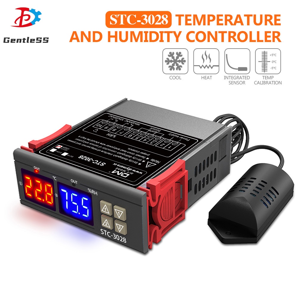 STC-3028 AC110~230V All-Purpose Temperature and Humidity Controller with Dual Displays and Dual ...