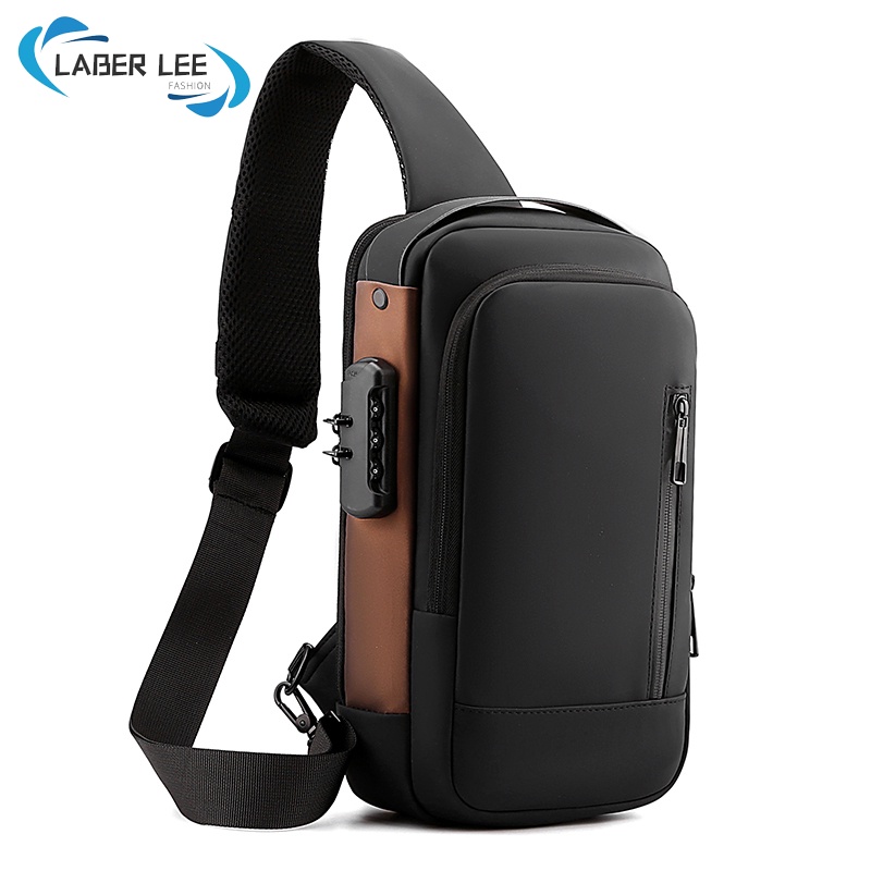 LABER LEE Fashion Men Waterproof USB Charging Shoulder Sling Bag Anti ...