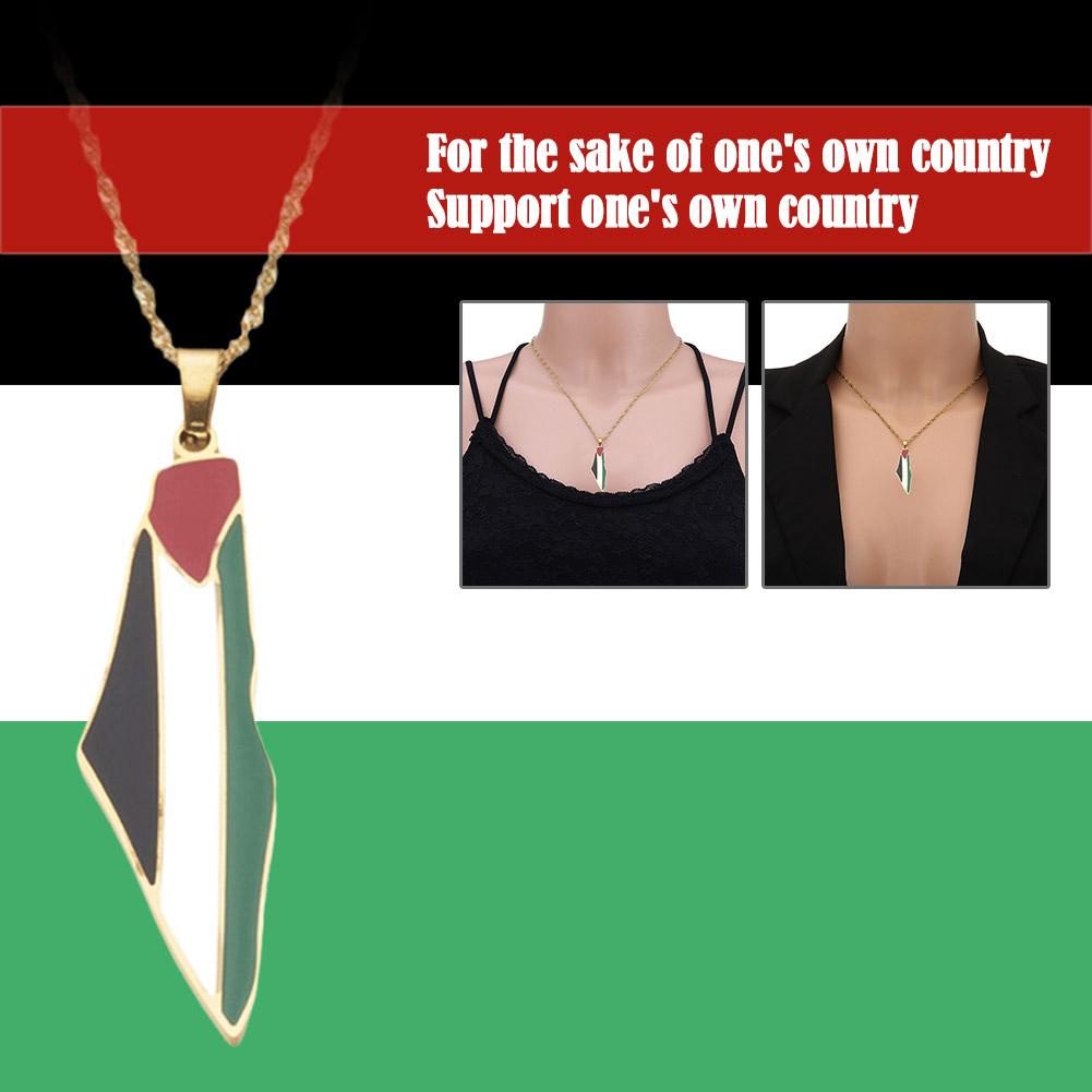 Gold Plated Palestine Flag Map Necklace Pendant With 50cm Chain ...