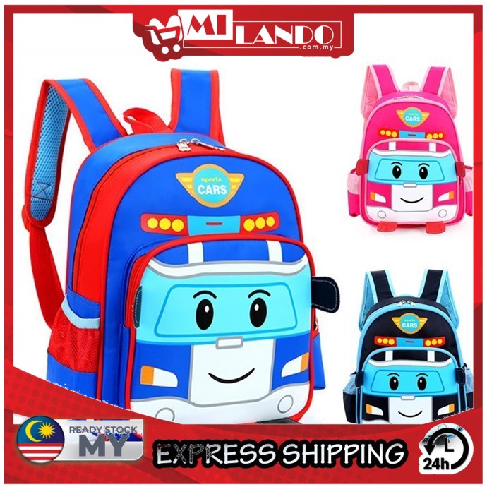 MILANDO Children Kid Robocar Poli School Kindergarten Bag Backpack Beg ...