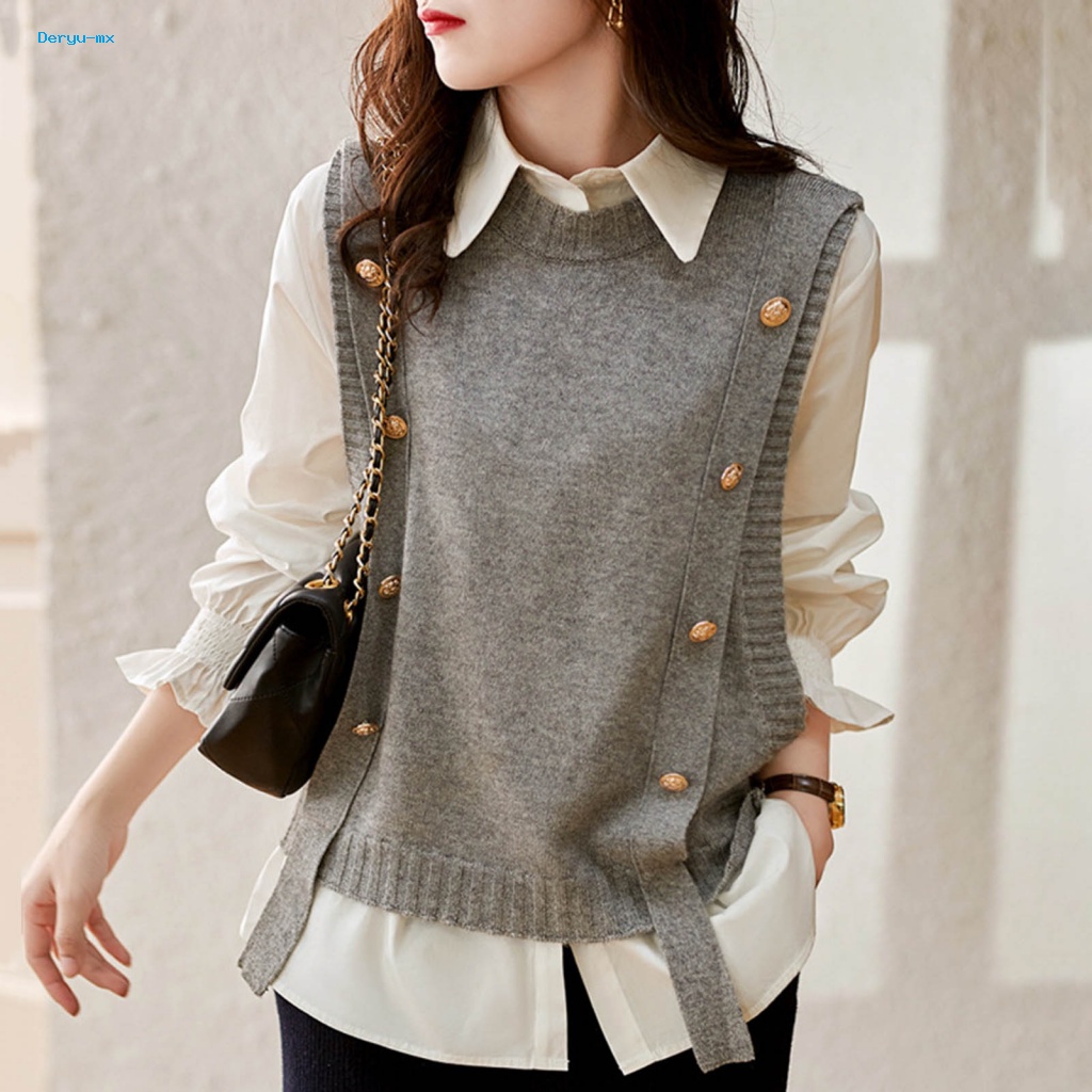 Versatile Women Vest Women Polyester Vest Stylish Sleeveless Knit Tank ...
