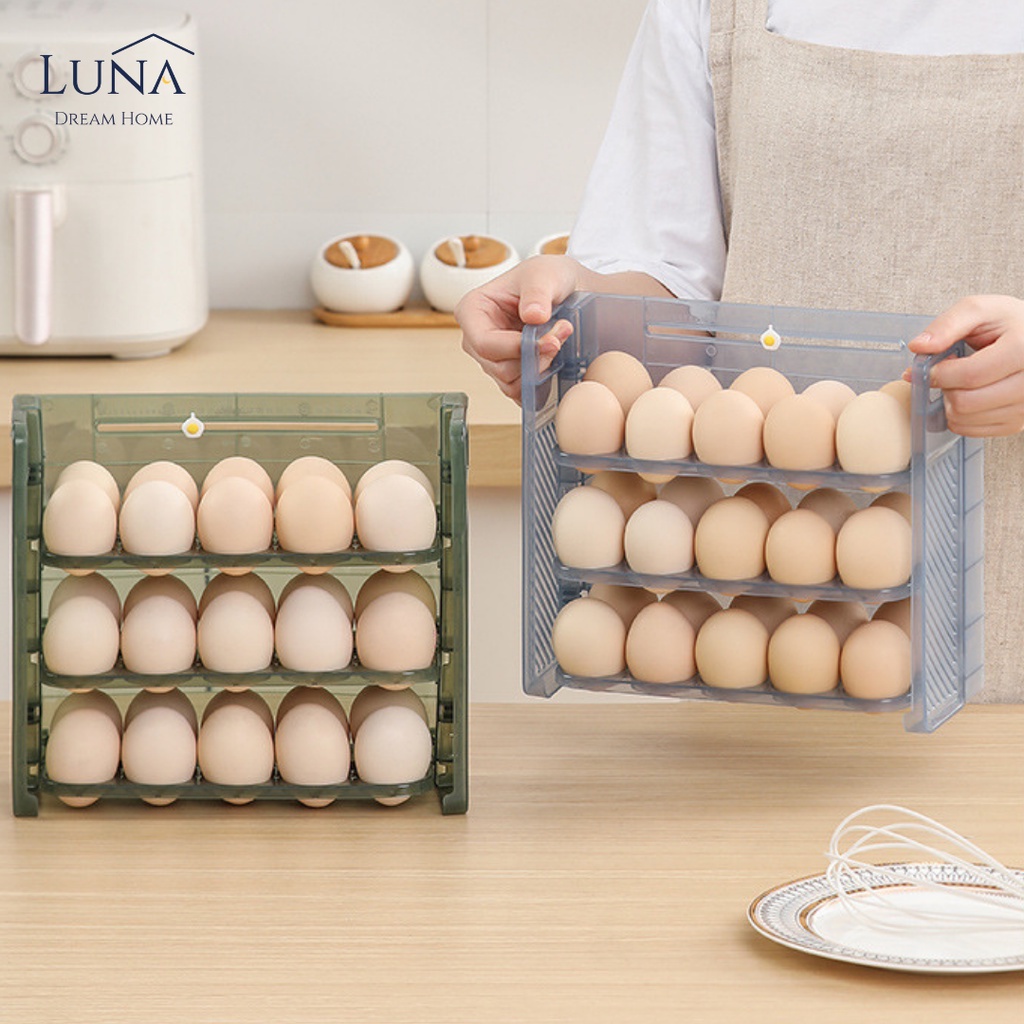 LUNA [Charlotte Foldable Egg Storage]30 Grid Eggs Holder 3 Tier Eggs ...