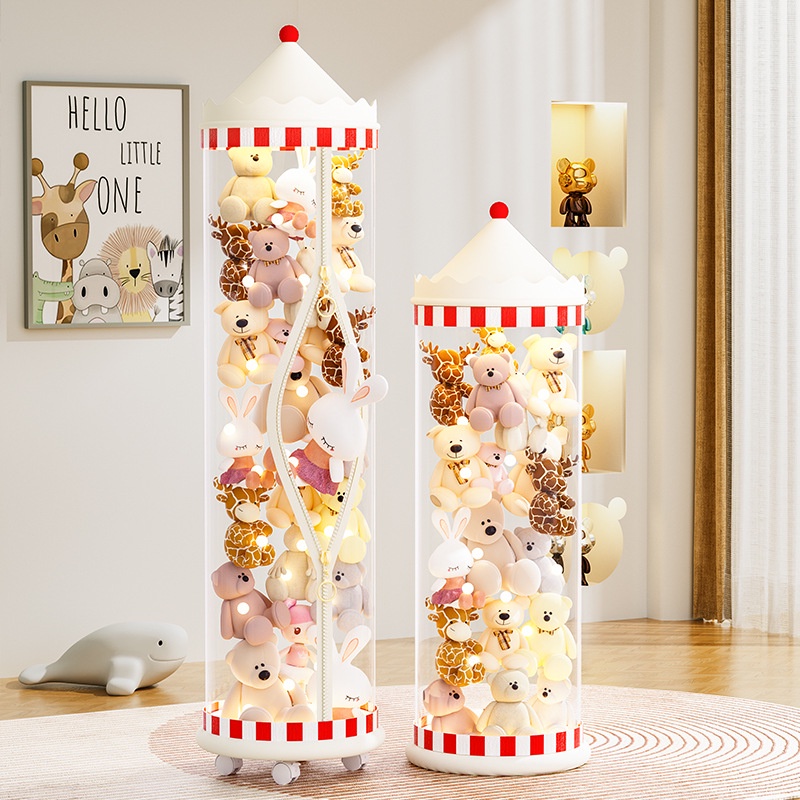 Doll Storage Bucket Zipper Type Plush Toy Organizing Basket Mobile Doll ...