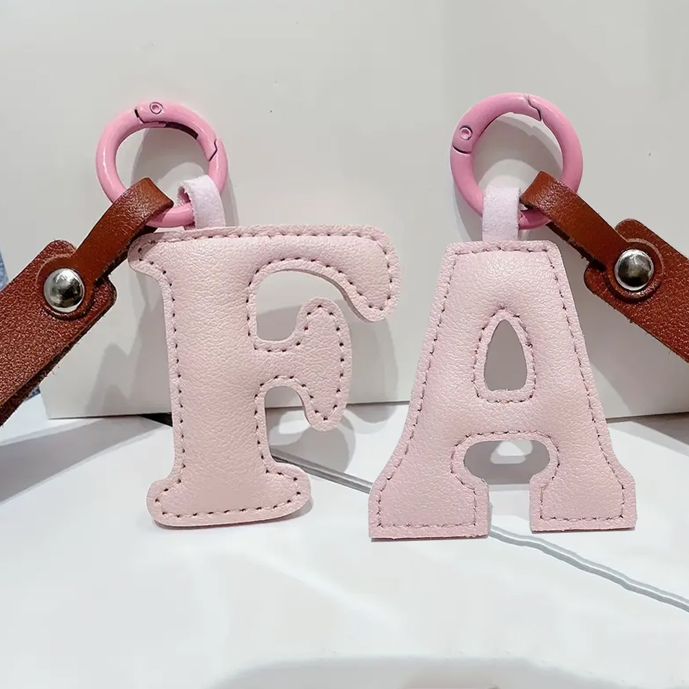Creative PU Leather 26 Letter Keychains Fashion Alphabet Keyrings ...