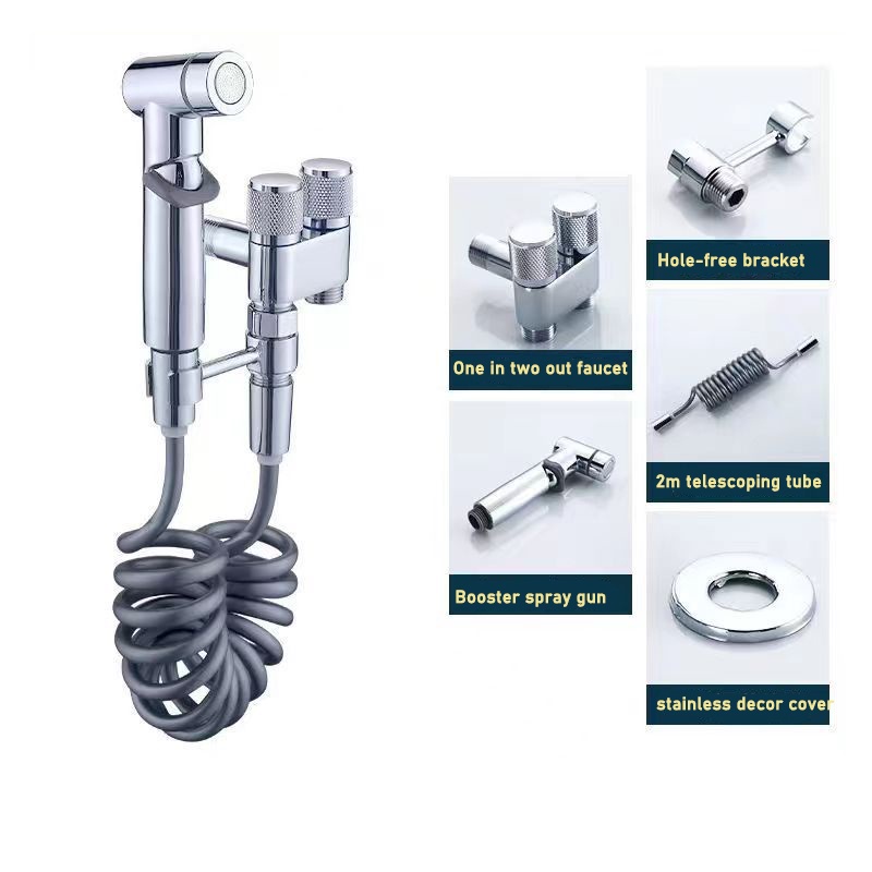 High-Pressure Shower Toilet Bidet Faucet Hand Held Double Outlet Angle ...