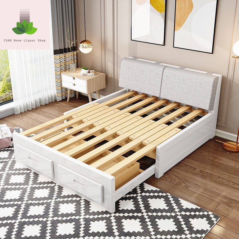All solid wood telescopic bed pull-out bed multi-functional sofa bed ...