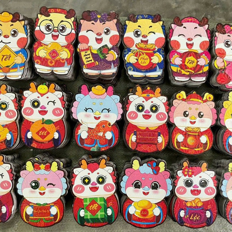 Combo 50 Chibi Reflective Thick Dragon Lucky Money CNY 2024 Giap Dragon ...