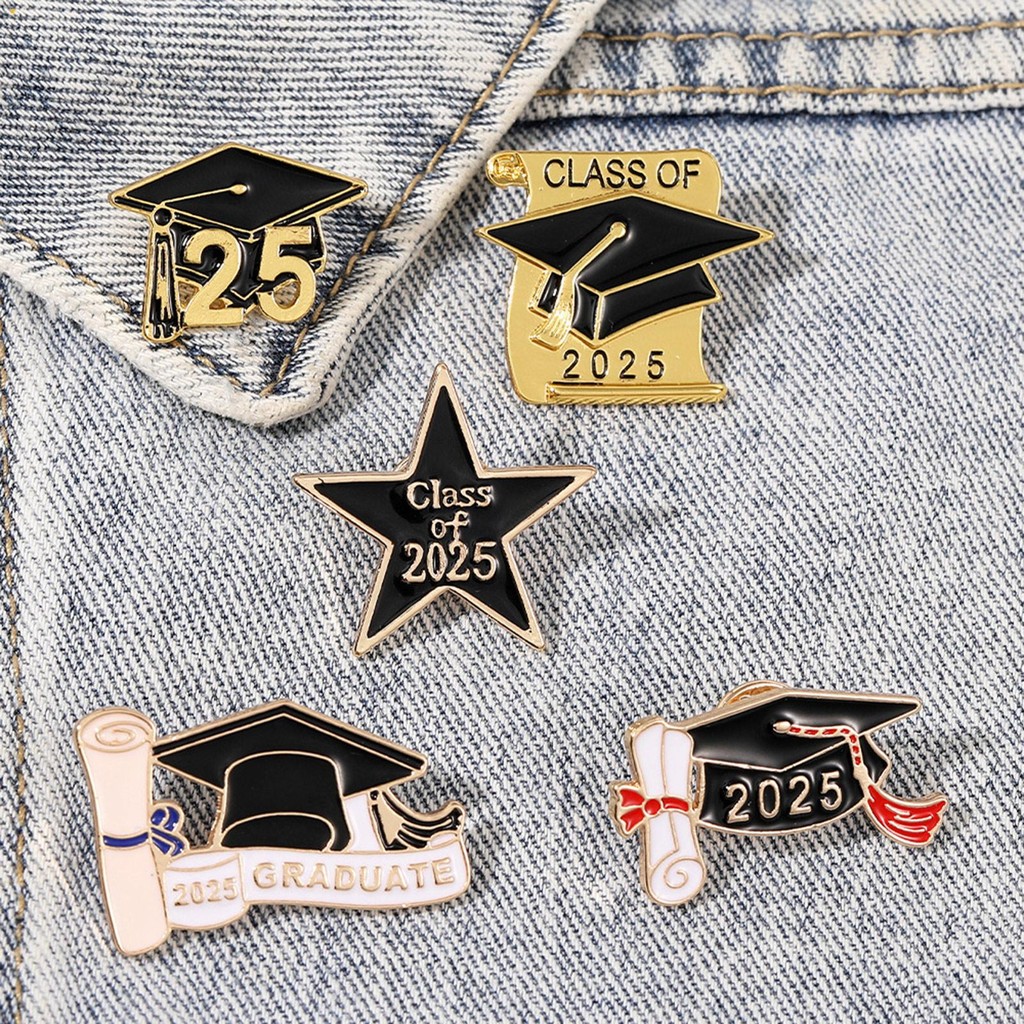 Graduation Cap & Tassel Enamel Brooch Class of 2025 Doctoral Hat Badge ...