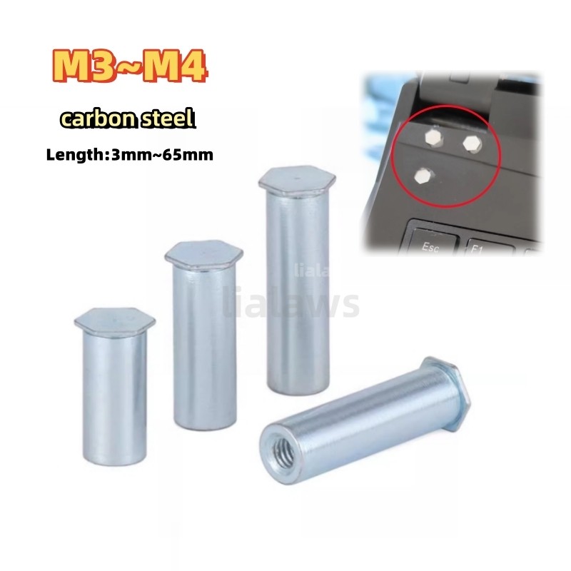 Blind Hole Hexagonal Rivet Stud Carbon Steel Blue Zinc Cylinder Flat ...