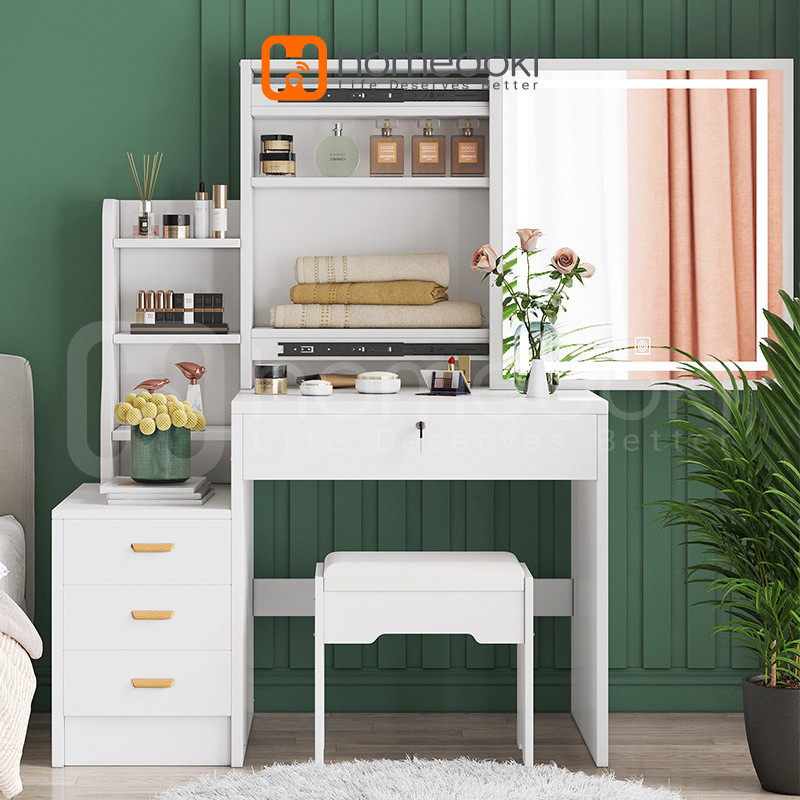 Homedoki Led Dressing Table/Aesthetic Dressing Table/Light Dressing ...