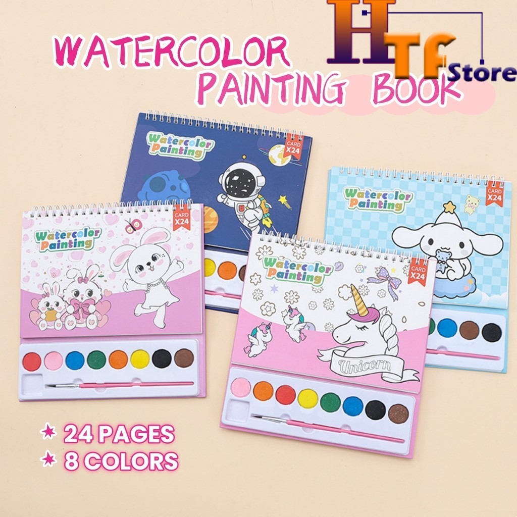 Kid Watercolor Painting Book 8 Color DIY Coloring Book Portable ...