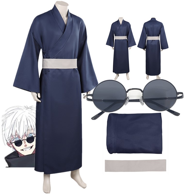 Satoru Gojo Cosplay Anime Jujutsu Kaisen Costume Adult Men Kimono Cloak ...