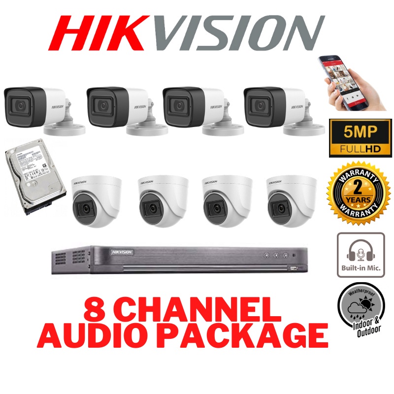 NEW HIKVISION CCTV Full Set 8 Channel Audio Full HD 1920P 5MP-8MP iDS ...