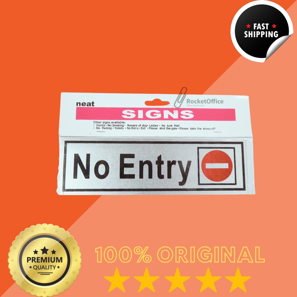 NO ENTRY SIGN - Aluminum Metal Plate w/ Adhesive Sticker Signage ...