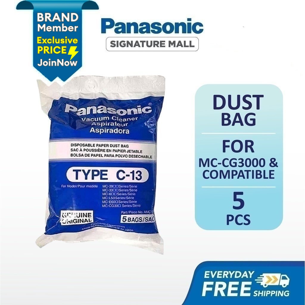 PANASONIC Type C-13 Vacuum Cleaner Bags (5 Pcs) YMC94K-JW00V-MY For MC ...