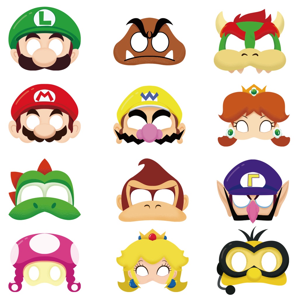 12pcs/set Super Mario Bros Accessories Children's Party Mask Role ...