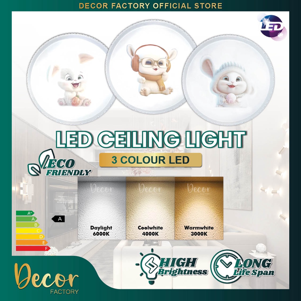 LED Kids Light 3 Color Bedroom Light Children Cartoon Ceiling Light ...