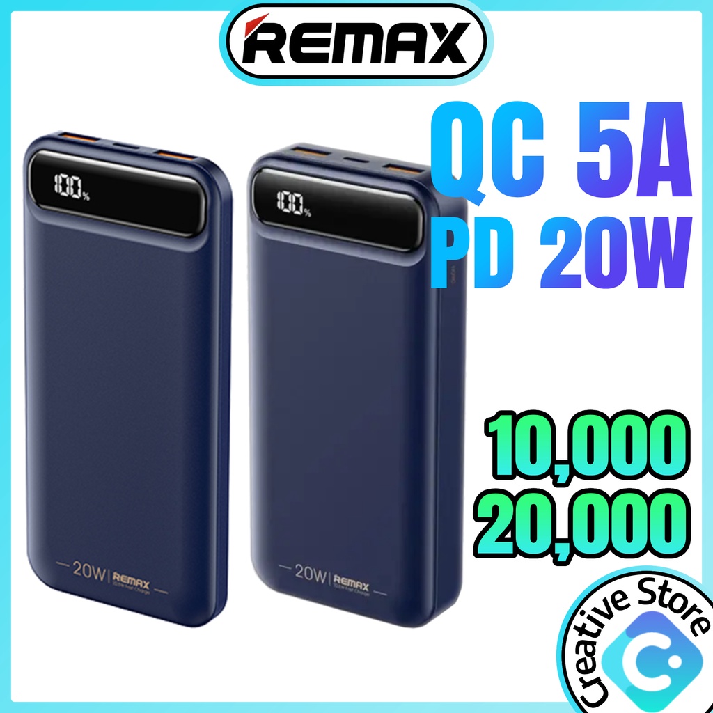 Original Remax Powerbanks 10K 20K Type C Powerbank 20W PD 5A Fast ...