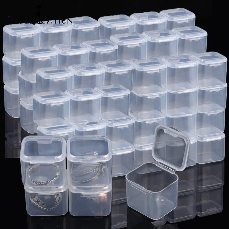 1/6 Pcs Simple Small Containers Transparent Plastic Square Shaped ...