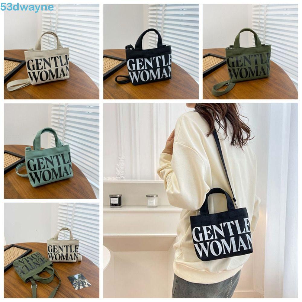 DWAYNE Canvas Crossbody Bag, Small Letter Gentlewoman Shoulder Bag ...
