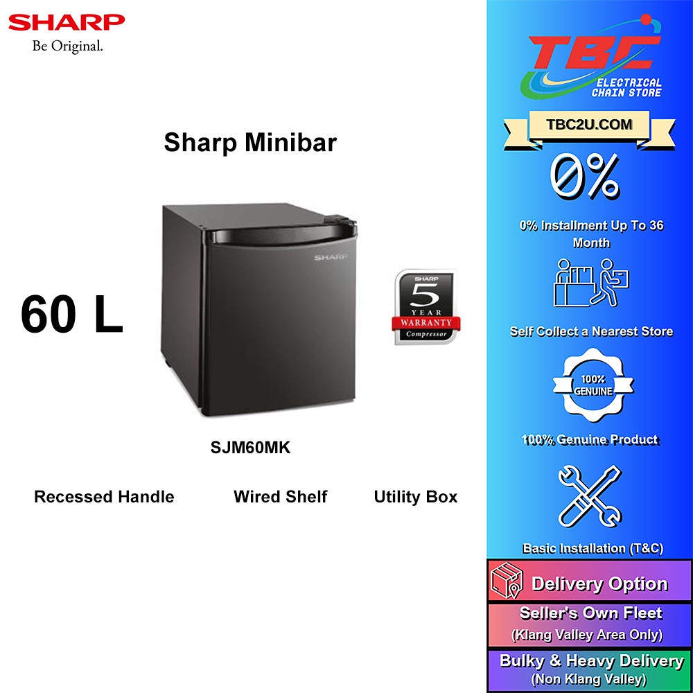 SHARP SJM60MK 60L MINI BAR/FRIDGE | Shopee Malaysia