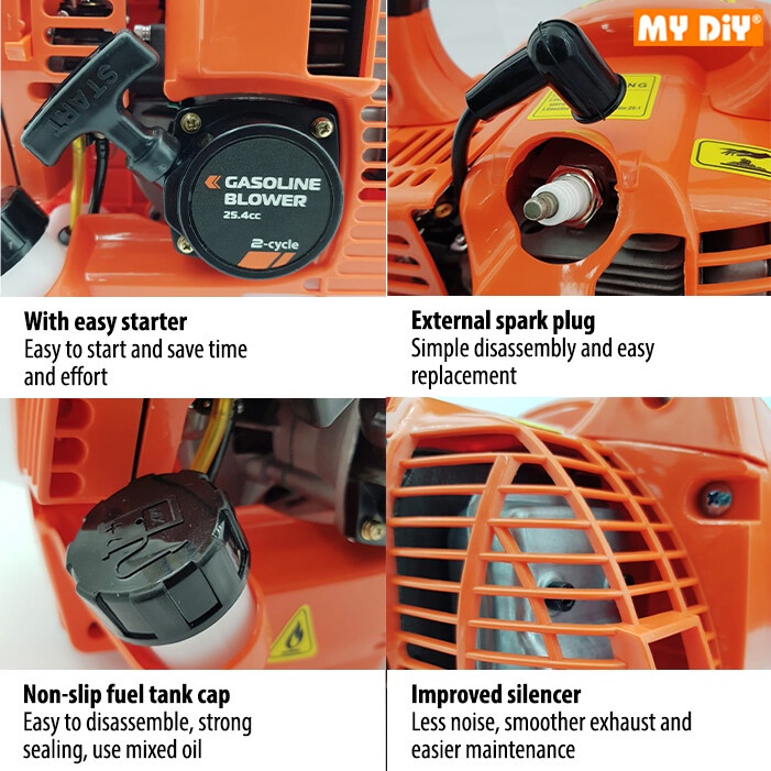 MYDIYHOMEDEPOT - Portable Gasoline Hand Air Blower Petrol 25.4cc Air Blower Powerful Wind Blower ...