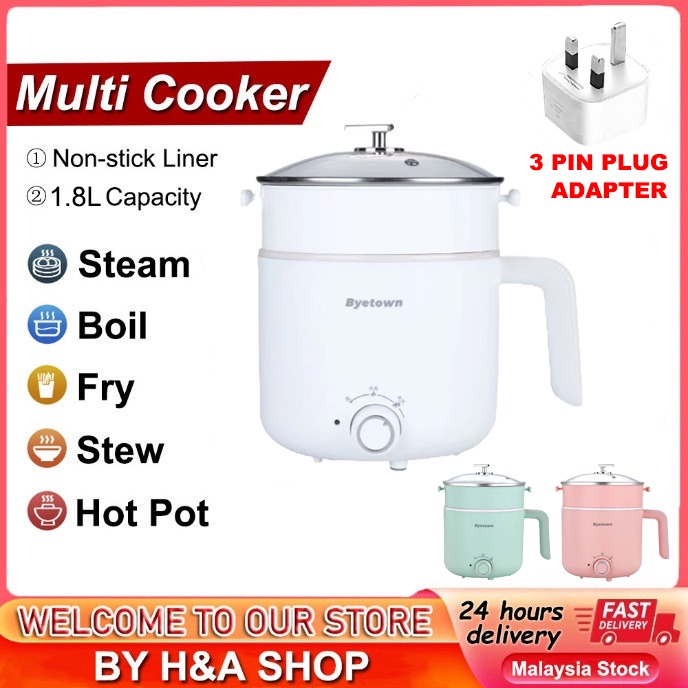 🔥24HOURS SHIP🔥Mini Rice Cooker with Non-stick Pot and Steamer Periuk ...