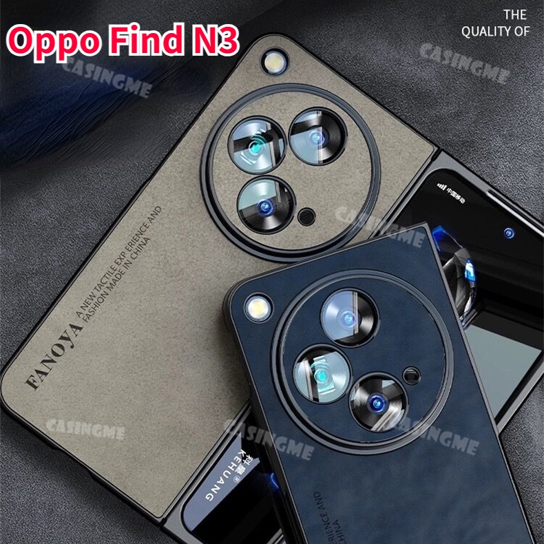 Oppo Find N3 2023 Casing Luxury Leather Matte Folding Phone Back Cover ...