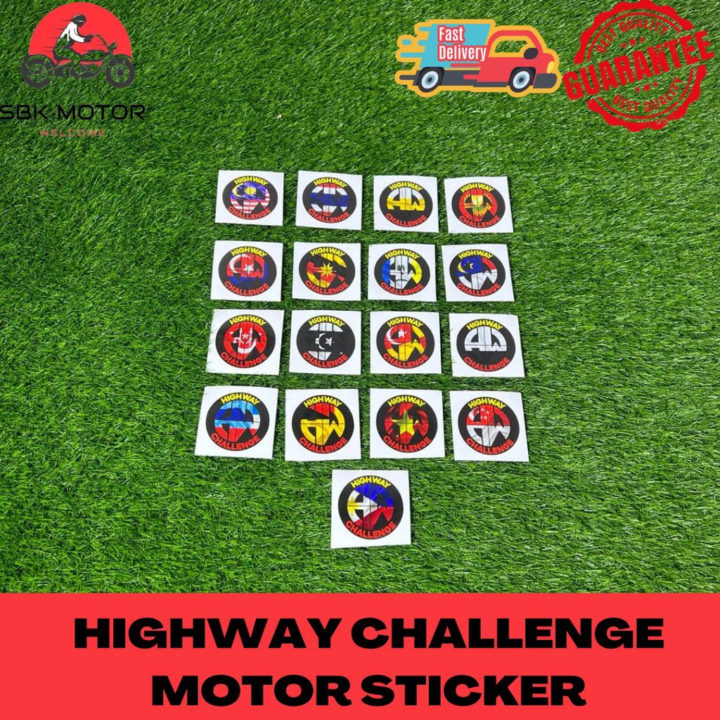 HIGHWAY CHALLENGE MOTOR RIDER STICKER BENDERA NEGARA NEGERI FANCY ...