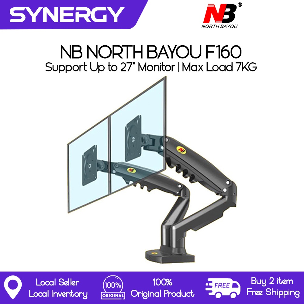 NB North Bayou F160 Gas Strut Flexi Dual Monitor Arm Screen with ...