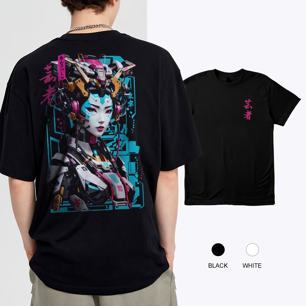 Japanese Geisha technology style Harajuku T-shirt fashion street ...