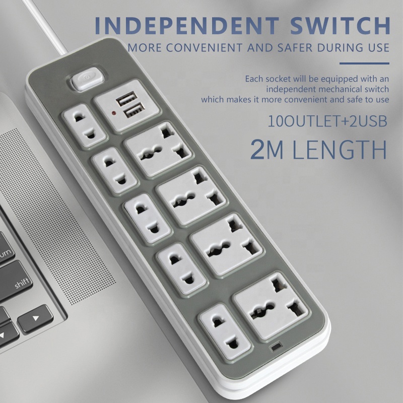 Heavy Multifunction Socket Plug Universal Socket Power Strip With 9 Power Socket 2 Usb