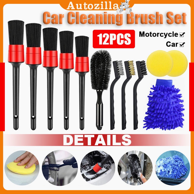 12-in-1 Car Cleaning Brush Set Detailing Brush Soft Material Auto Wash ...