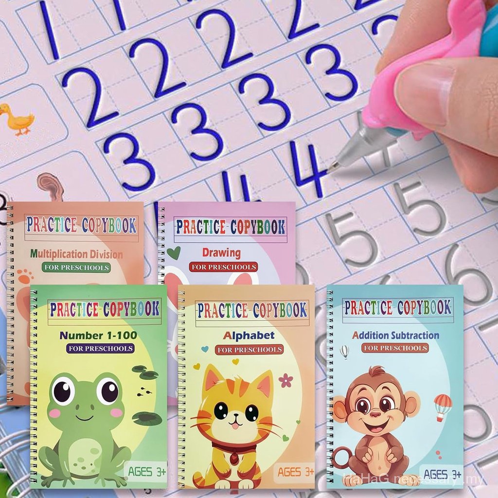 Reusable groove writing exercise book, Magic copy book, magic writing ...