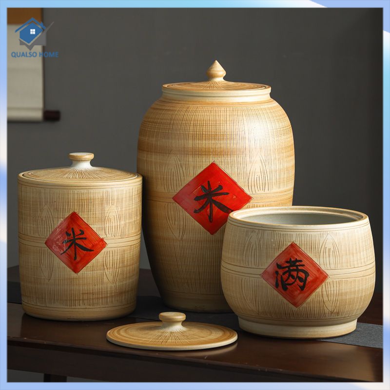 Ceramic Rice Cylinder Household Sealed with Lid Moisture-Proof Insect ...
